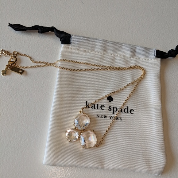 kate spade | Jewelry | New Kate Spade 3 Gem 2k Gold Necklace | Poshmark